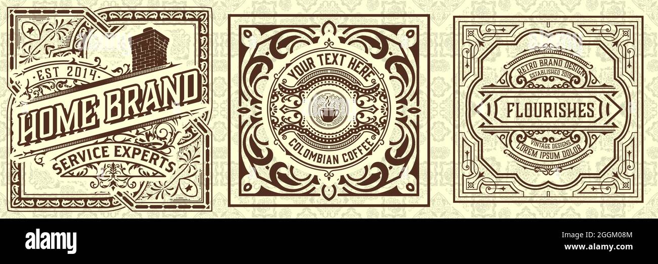 Set of 3 vintage labels for packing Stock Vector Image & Art - Alamy