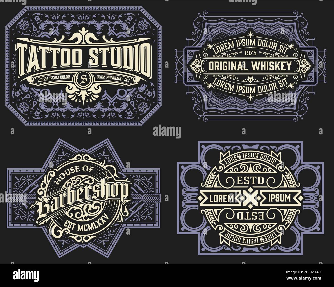 Set of 4 vintage labels for packing Stock Vector Image & Art - Alamy