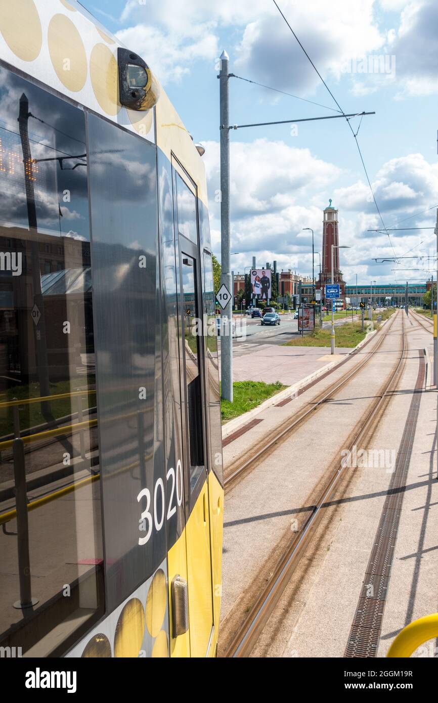 Metrolink Manchester yellow tram as part of Transport for Greater ...
