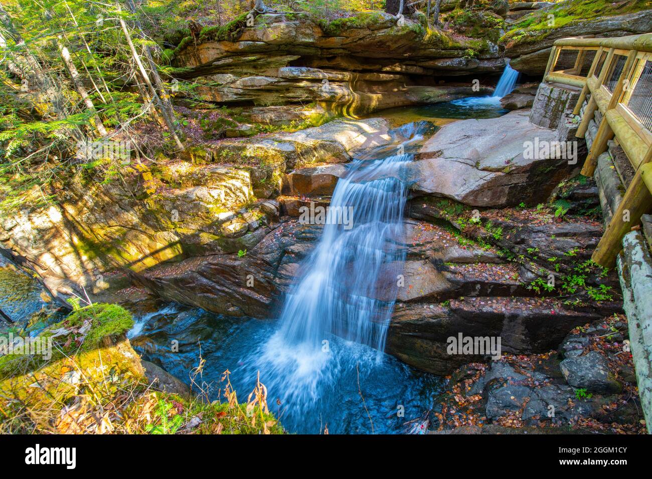Sabbaday Falls with fall foliage on Kancamagus Highway in White ...