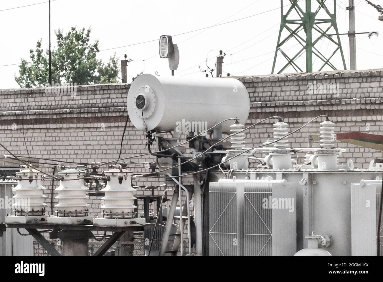 Small power substation of high voltage power line Stock Photo - Alamy