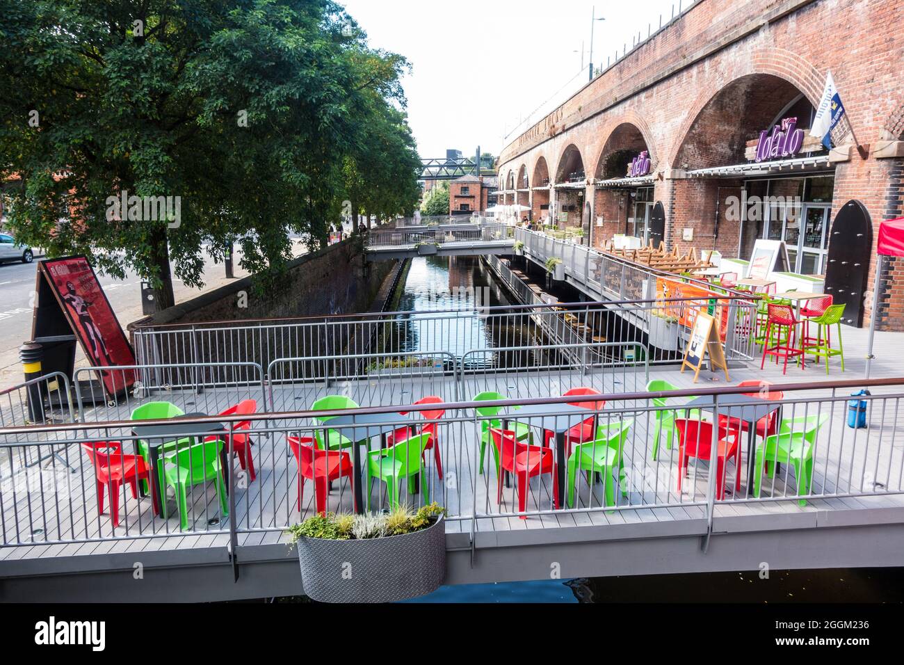 A fresco seating at Deansgate lock restaurant and bars on the river ...