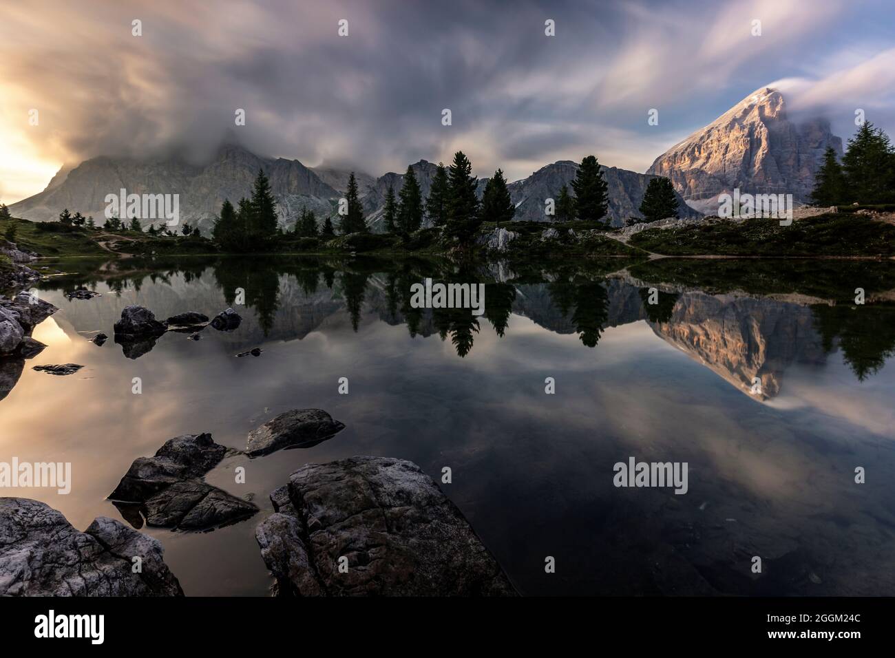 Lago di Limides on a beautiful summer evening Stock Photo - Alamy