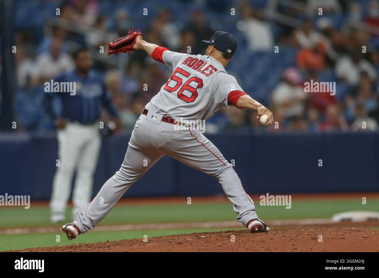 St. Petersburg, FL. USA; Boston Red Sox relief pitcher Hansel Robles ...