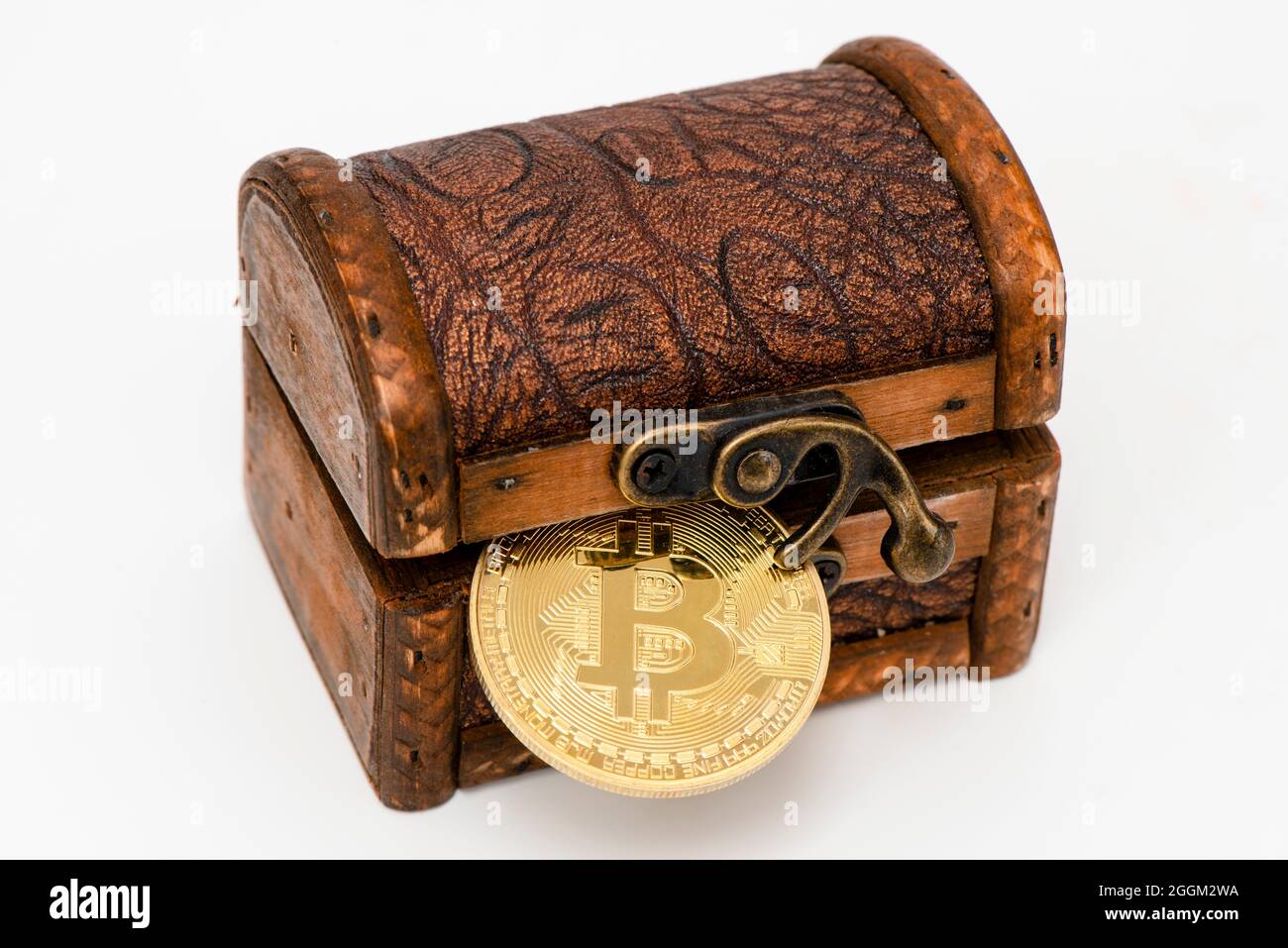Bitcoin as a coin in a treasure chest Stock Photo - Alamy