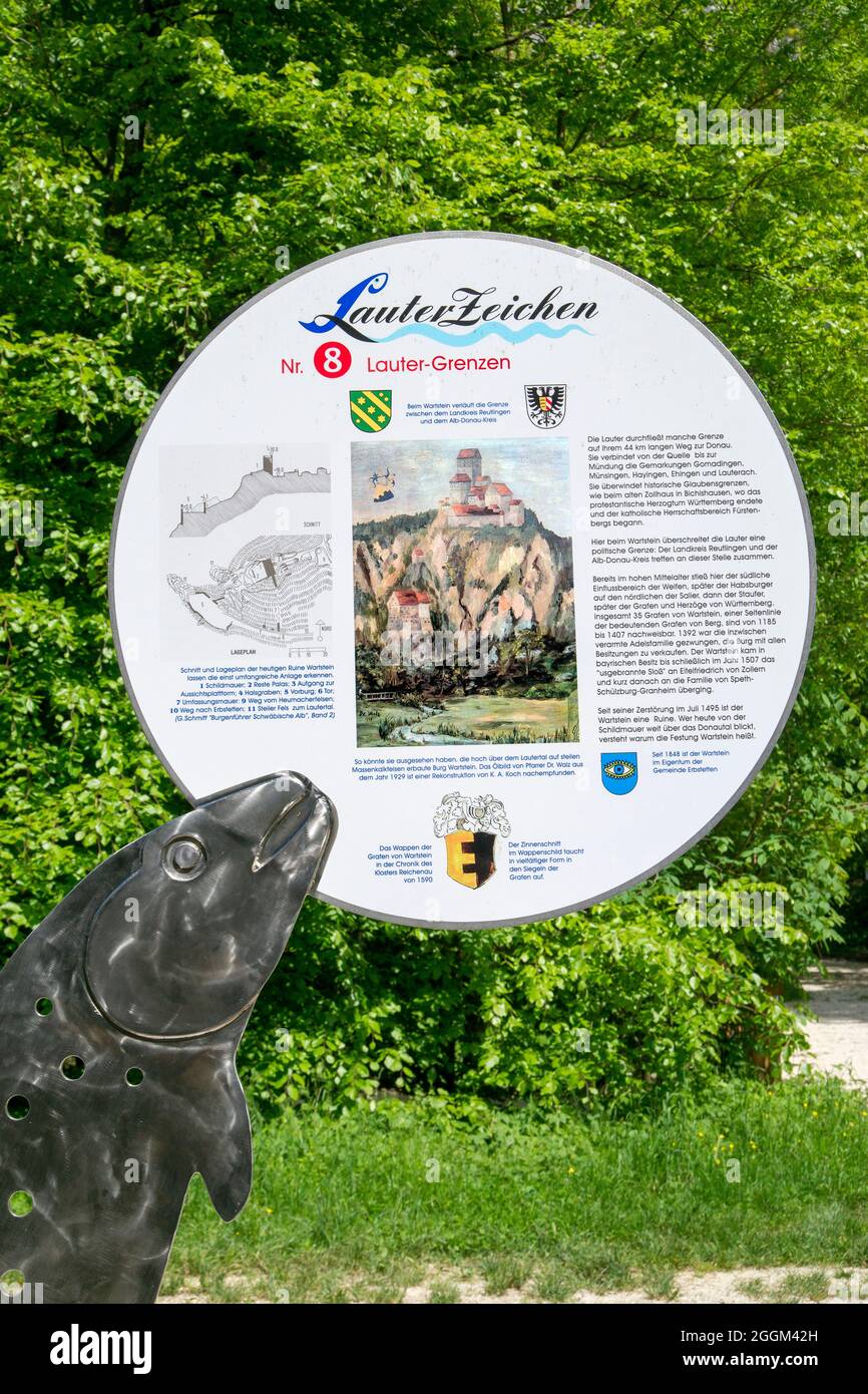 Germany, Baden-Wuerttemberg, Hayingen-Anhausen. Information board ...