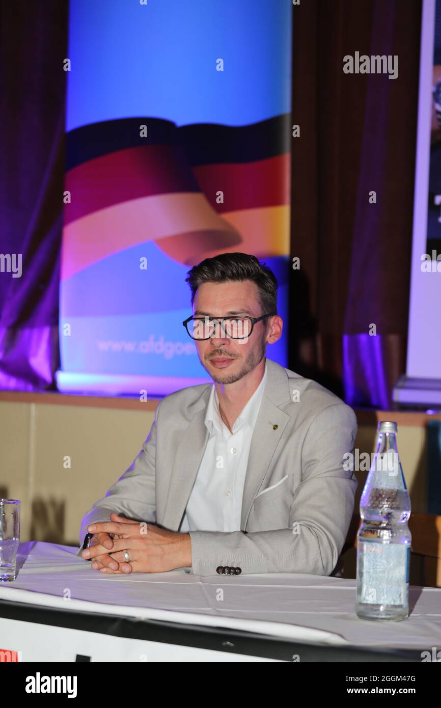 Mario Kumpf bei einer AfD-Wahlkampfveranstaltung im Kretscham. Lawalde ...