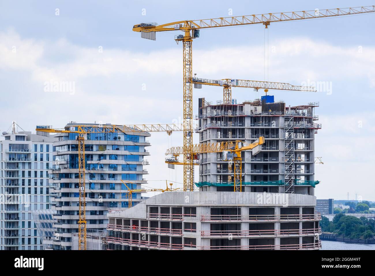 Hamburg, Germany - Hafencity construction site, new high-rise buildings ...