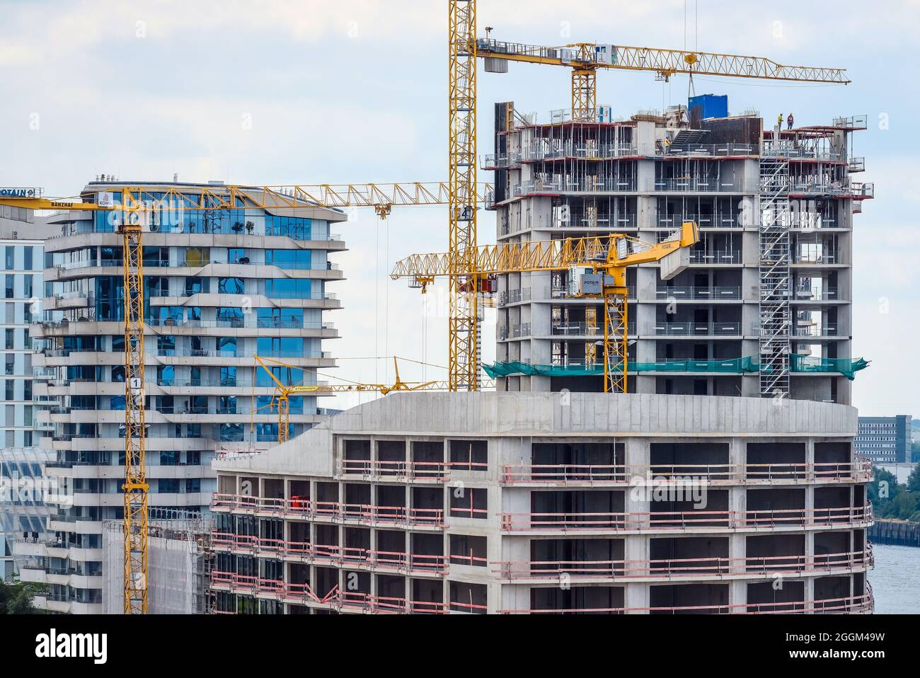 Hamburg, Germany - Hafencity construction site, new high-rise buildings ...