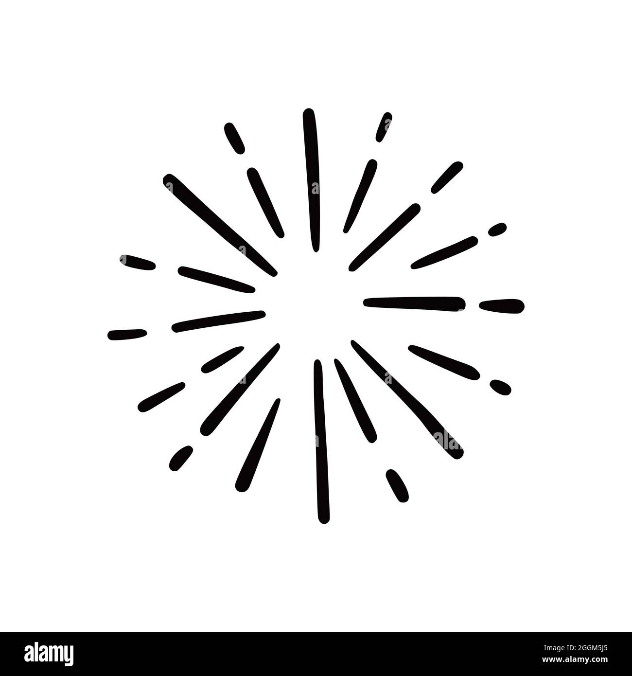 Hand drawn sunburst shine ray and sparkle element. Doodle sketch style ...
