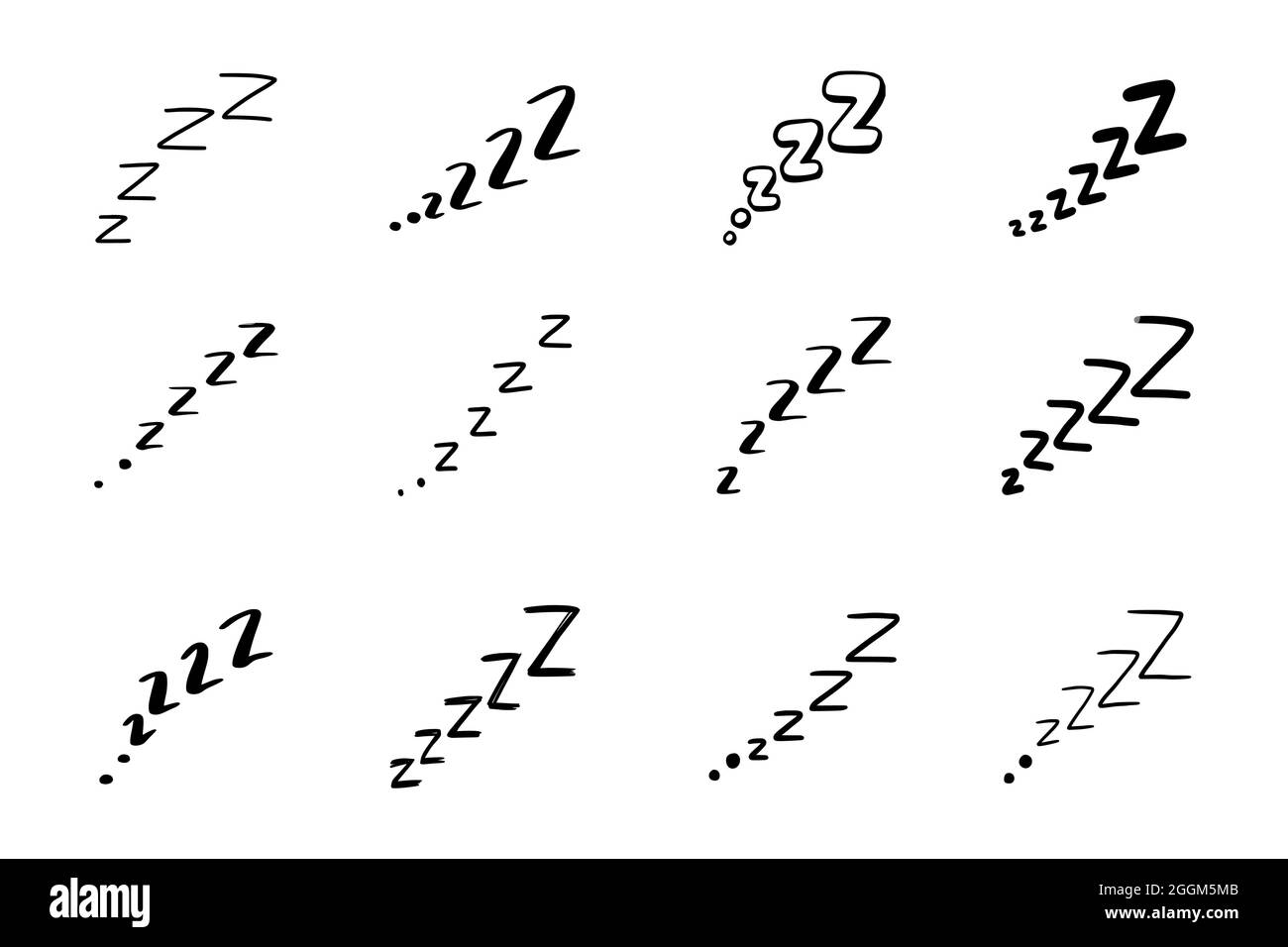 Sleep zzzz doodle symbol set. Sleepy dream icon. Doodle comic sketch ...