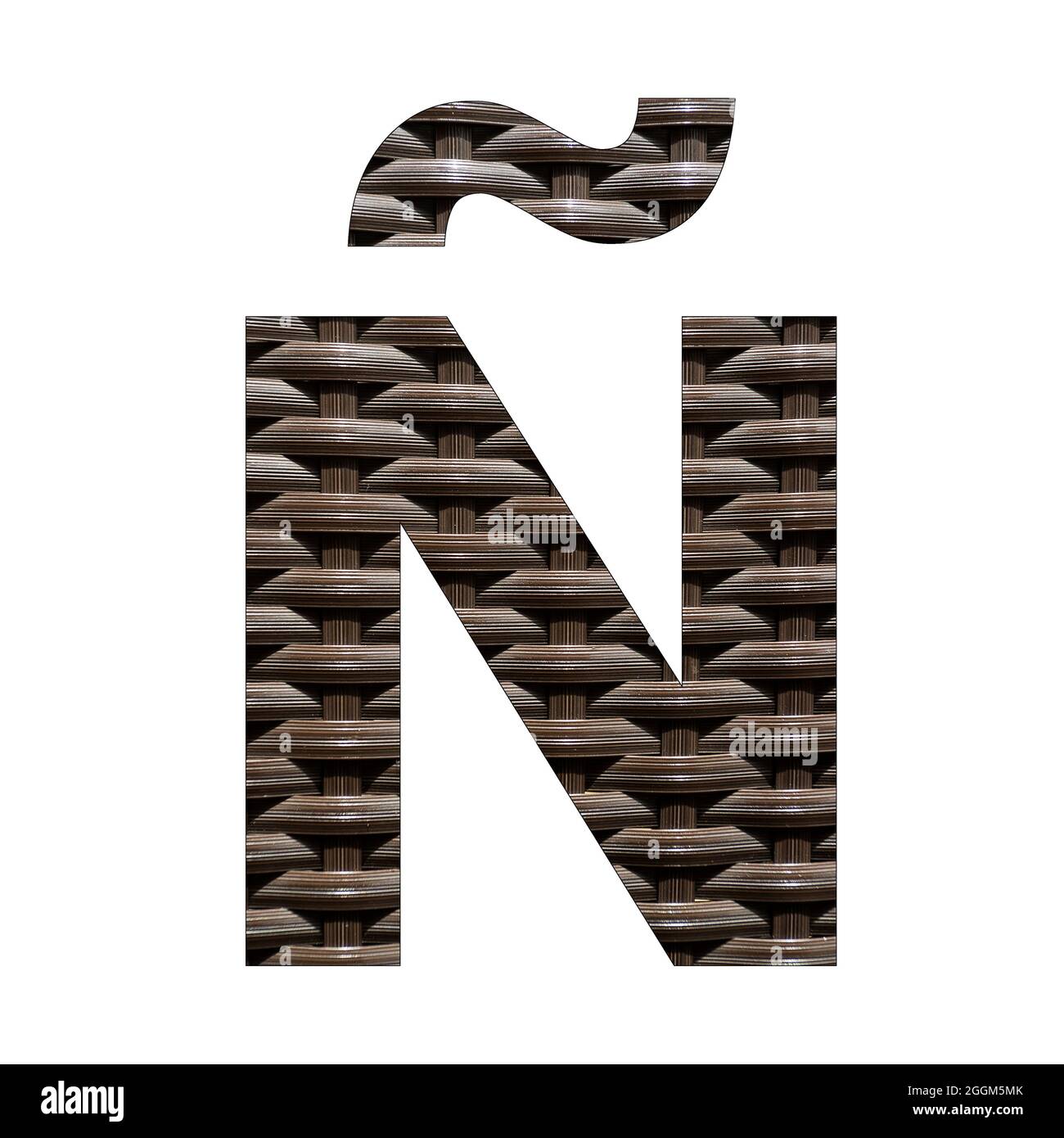 Alphabet letter Ñ - Synthetic rattan background Stock Photo - Alamy