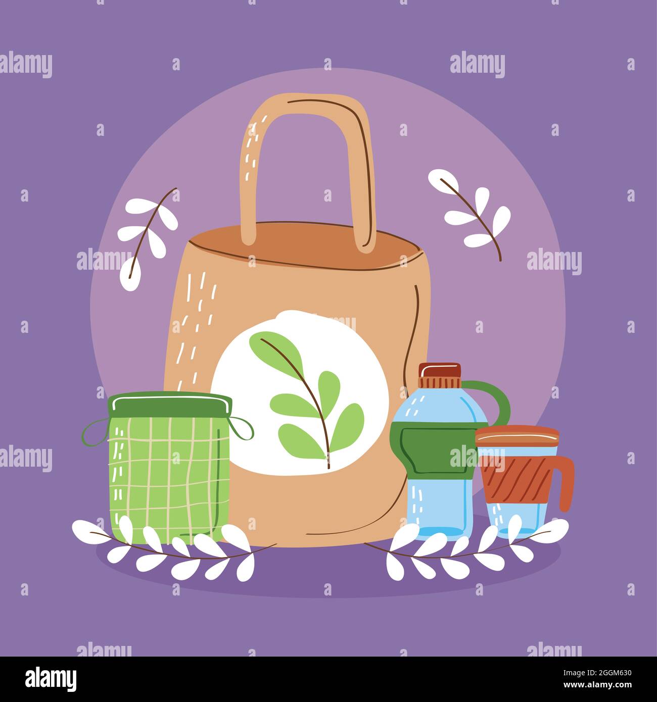 poster with reusable bag with containers Stock Vector Image & Art - Alamy