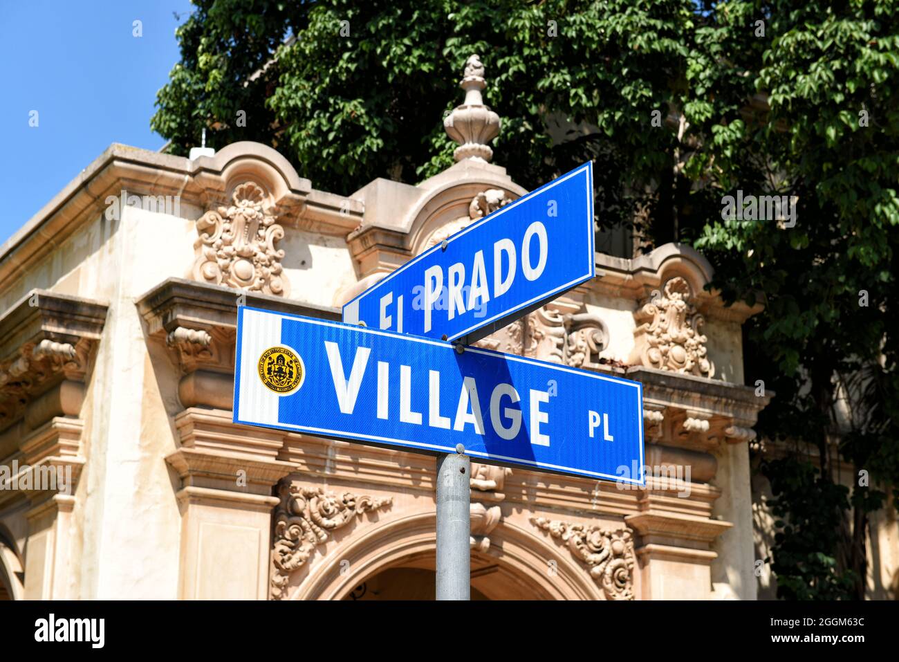 SAN DIEGO, CALIFORNIA - 25 AUG 2021: Street sign in Balboa Park at the ...