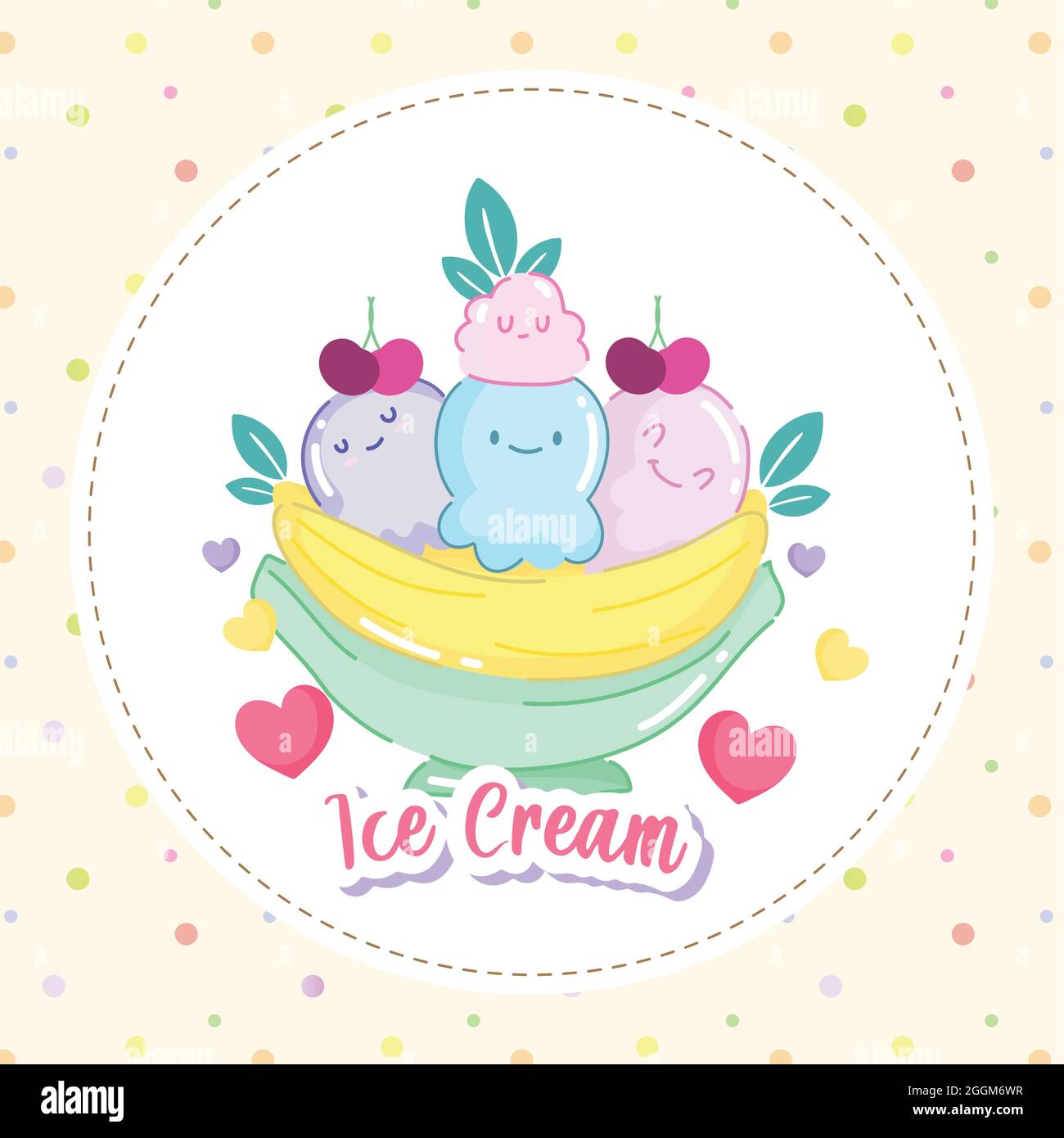 Banana cherry ice cream Stock Vector Images - Alamy