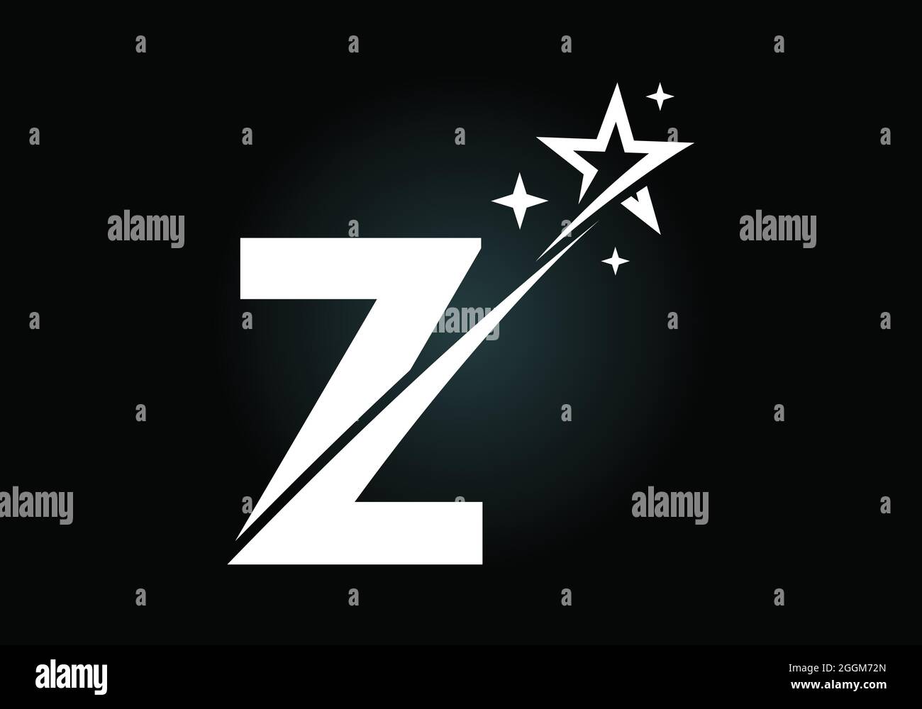 Initial Z monogram letter alphabet with swoosh and star logo icon ...