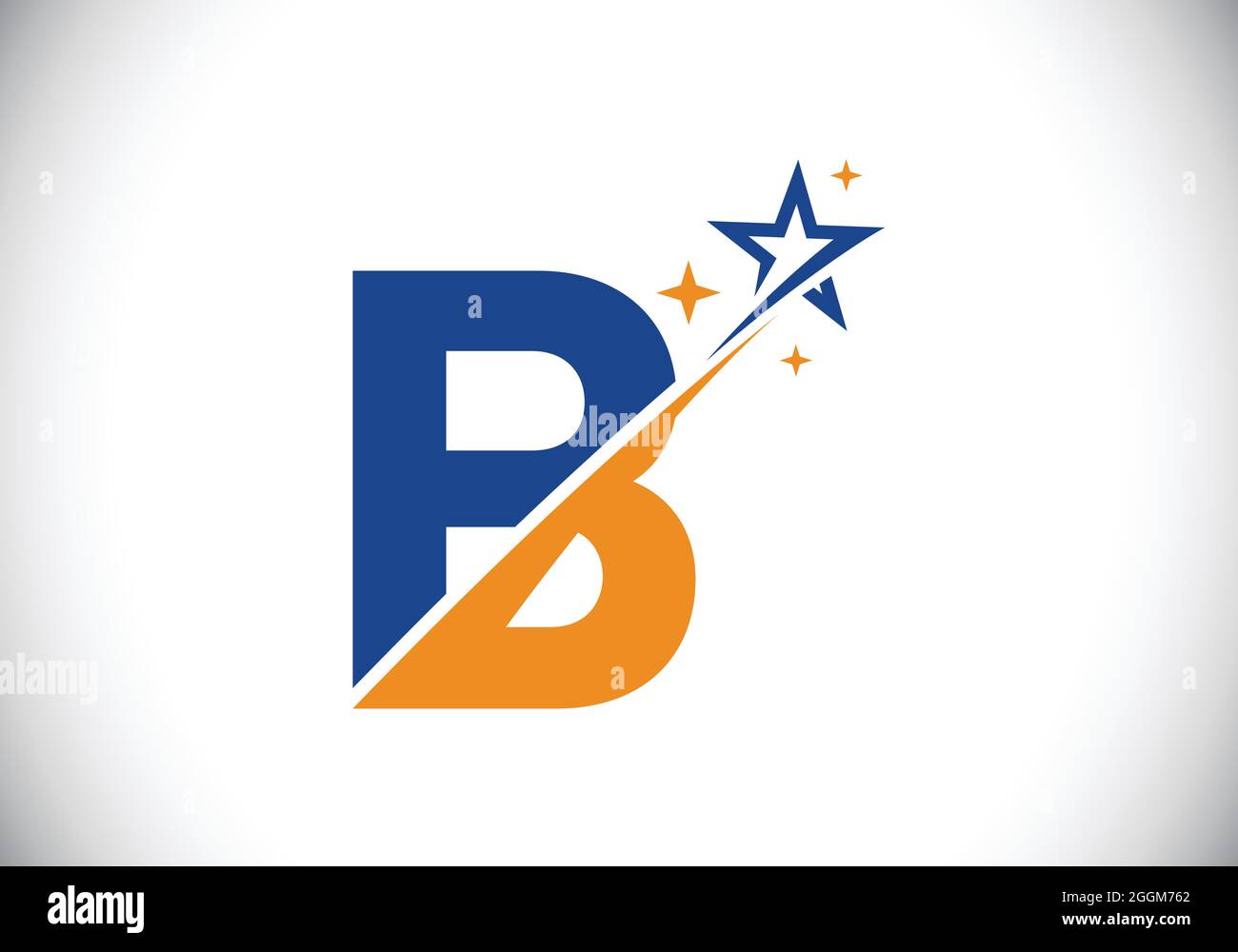 Initial B monogram letter alphabet with swoosh and star logo icon ...