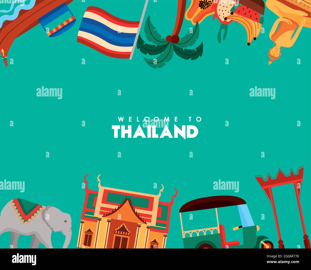 welcome to thailand banner with traditional icons Stock Vector Image ...