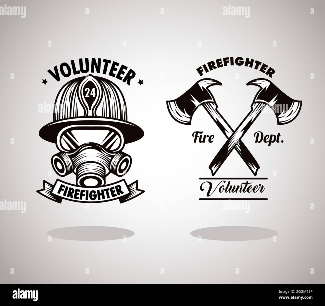 set of volunteer firefighter badges icons Stock Vector Image & Art - Alamy