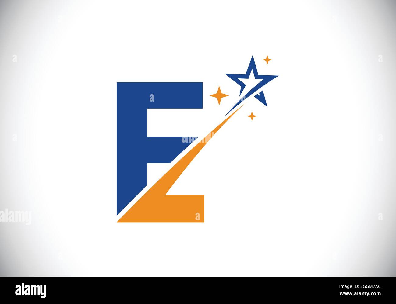 Initial E monogram letter alphabet with swoosh and star logo icon ...