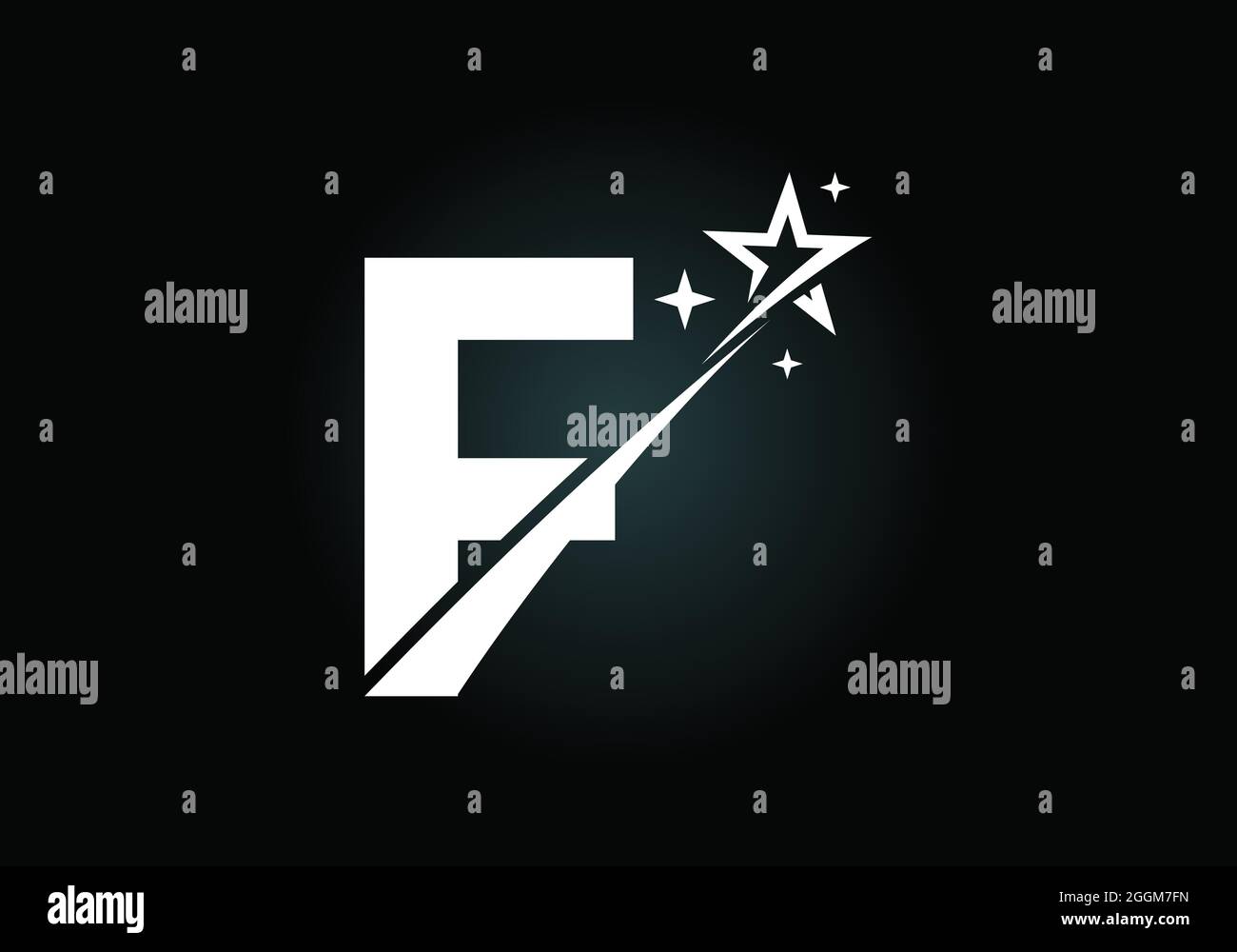 Initial F monogram letter alphabet with swoosh and star logo icon ...
