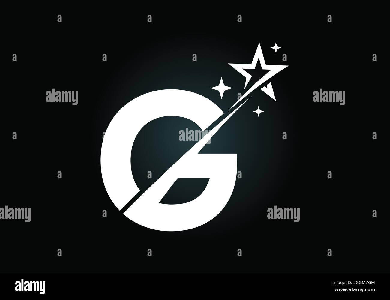 Initial G monogram letter alphabet with swoosh and star logo icon ...