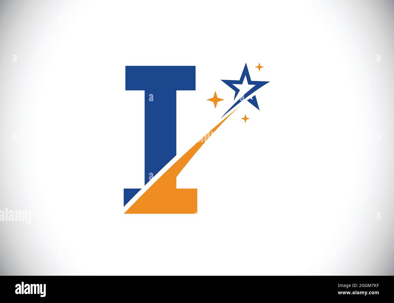 Initial I monogram letter alphabet with swoosh and star logo icon ...