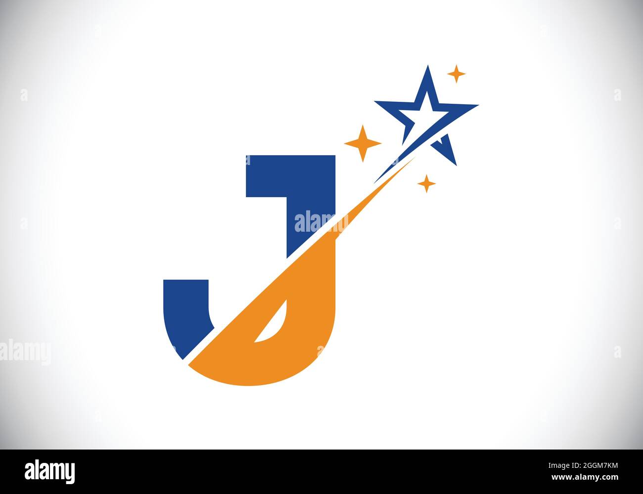 Initial J monogram letter alphabet with swoosh and star logo icon ...