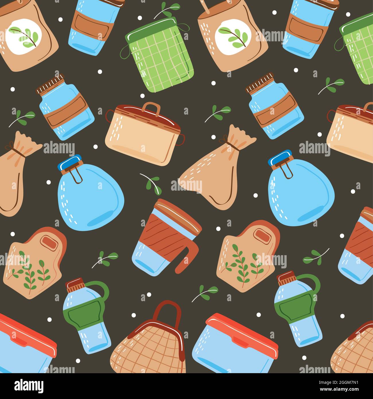 pattern of reusable containers and bags Stock Vector Image & Art - Alamy