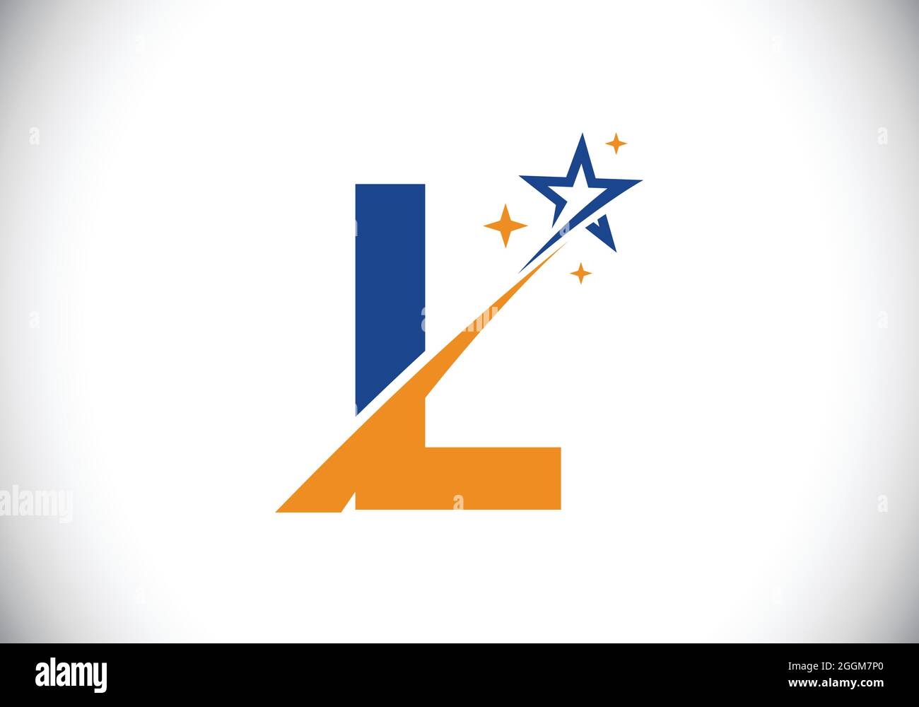 Initial L monogram letter alphabet with swoosh and star logo icon ...