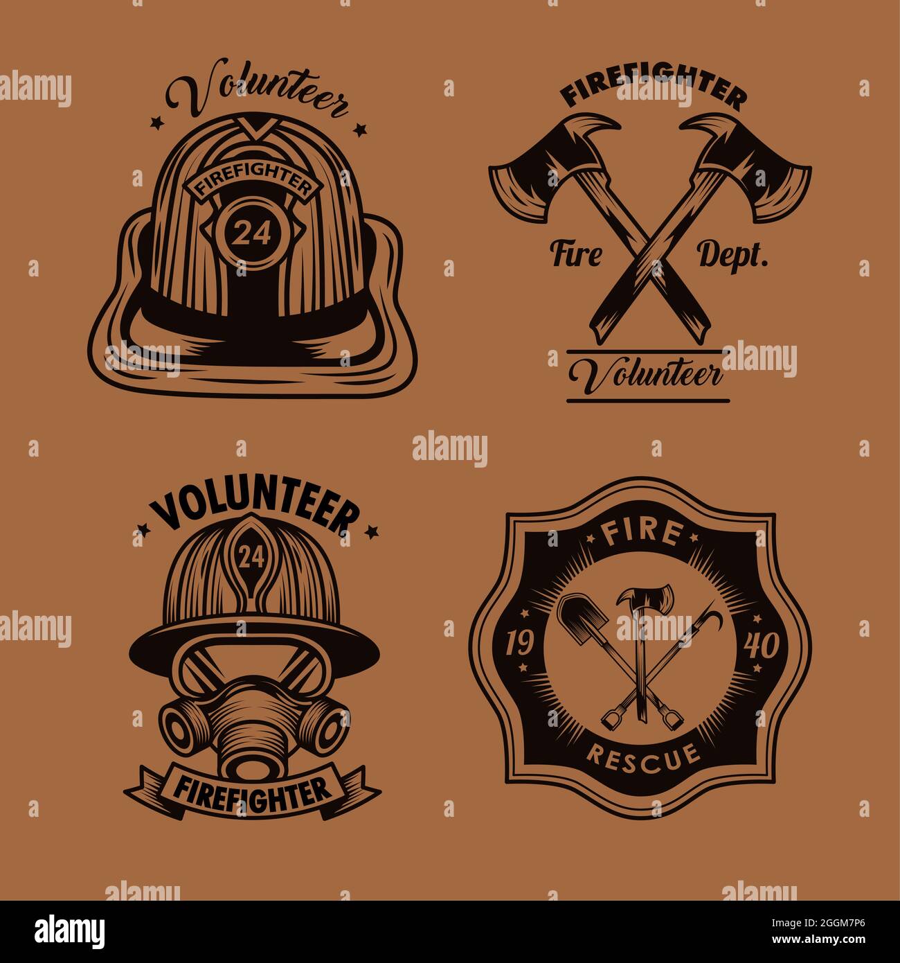 set of firefighter badges icons Stock Vector Image & Art - Alamy