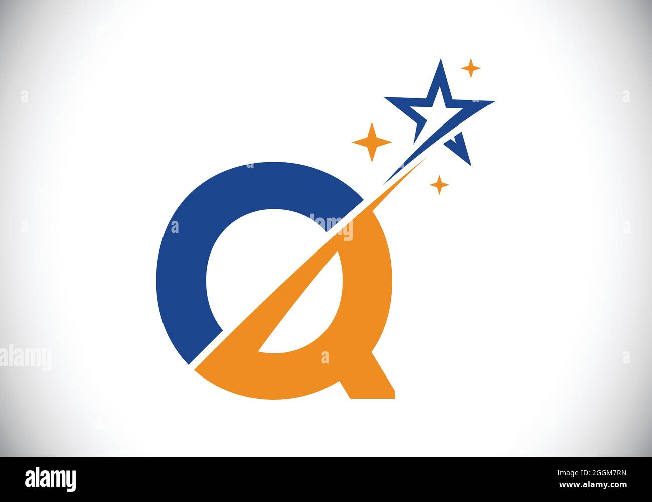 Initial Q monogram letter alphabet with swoosh and star logo icon ...