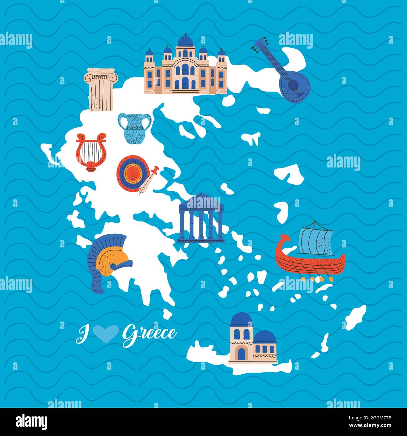 map greece with traditional icons Stock Vector Image & Art - Alamy
