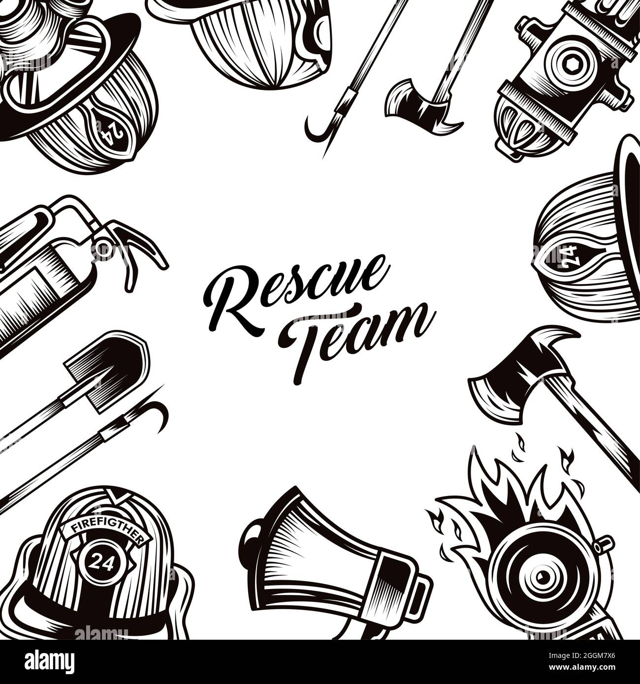 rescue team firefighter poster with decoration Stock Vector Image & Art ...