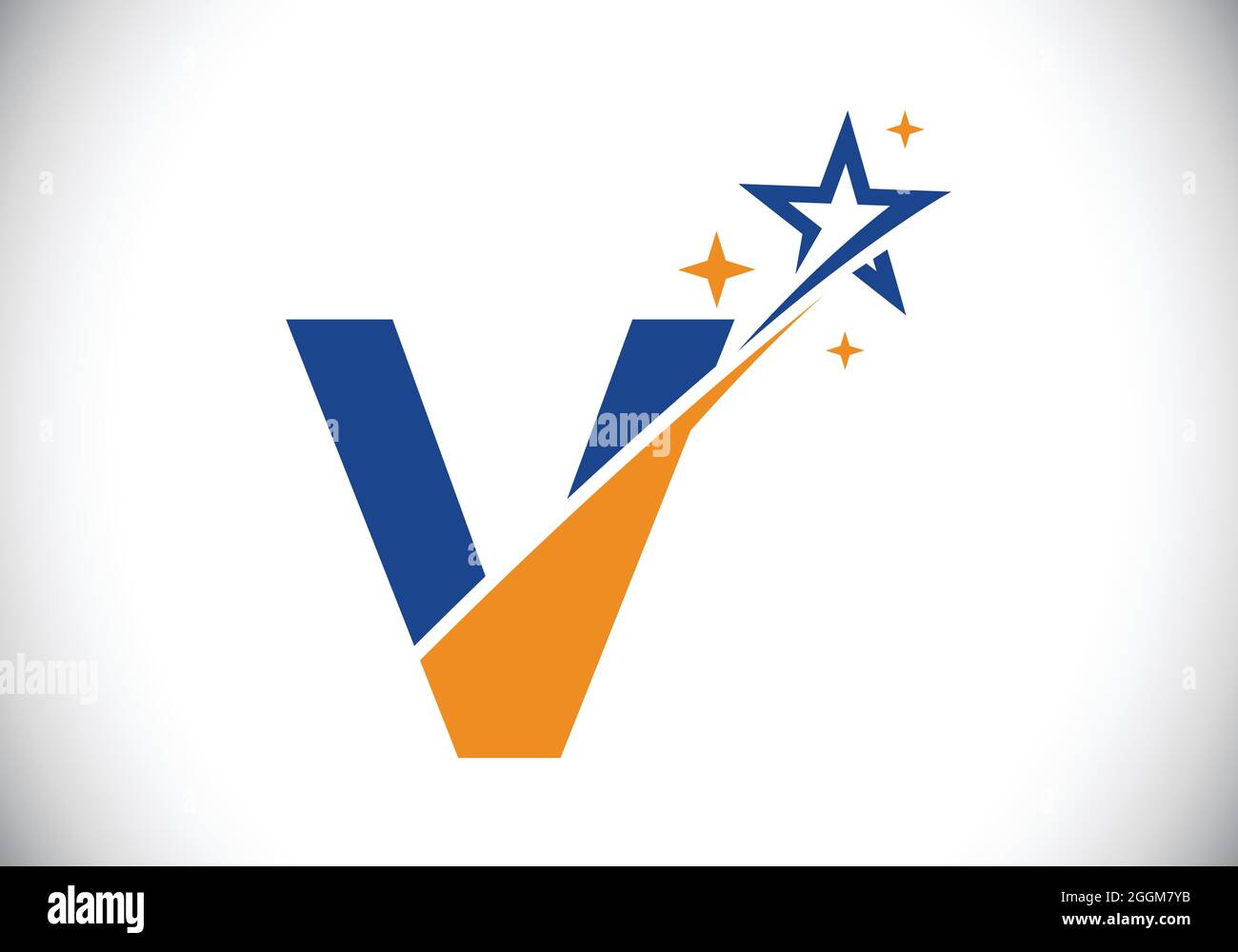Initial V monogram letter alphabet with swoosh and star logo icon ...