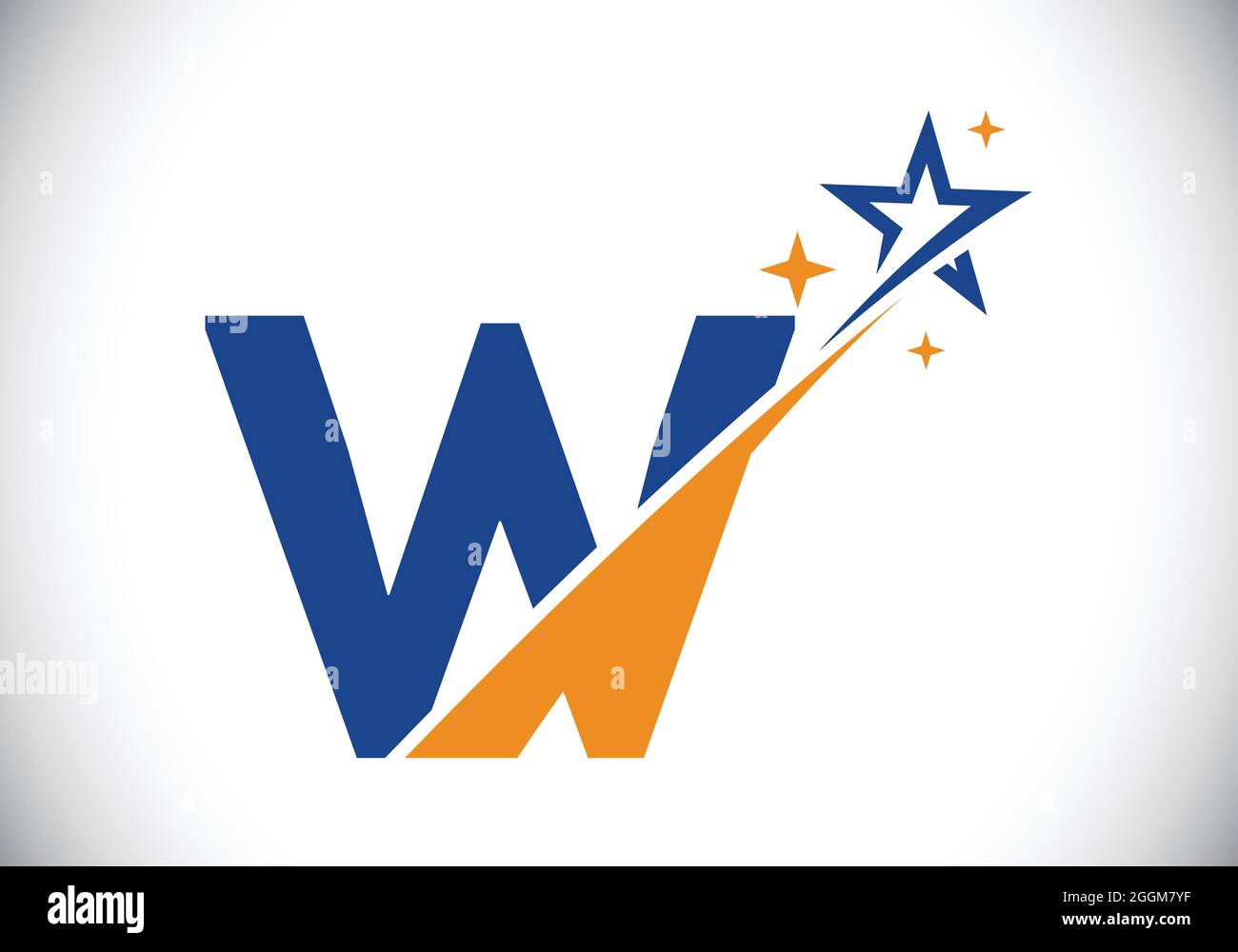 Initial W monogram letter alphabet with swoosh and star logo icon ...
