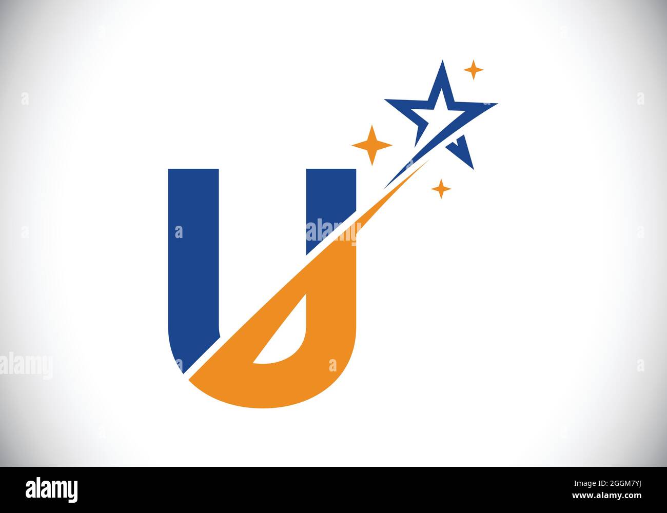 Initial U monogram letter alphabet with swoosh and star logo icon ...