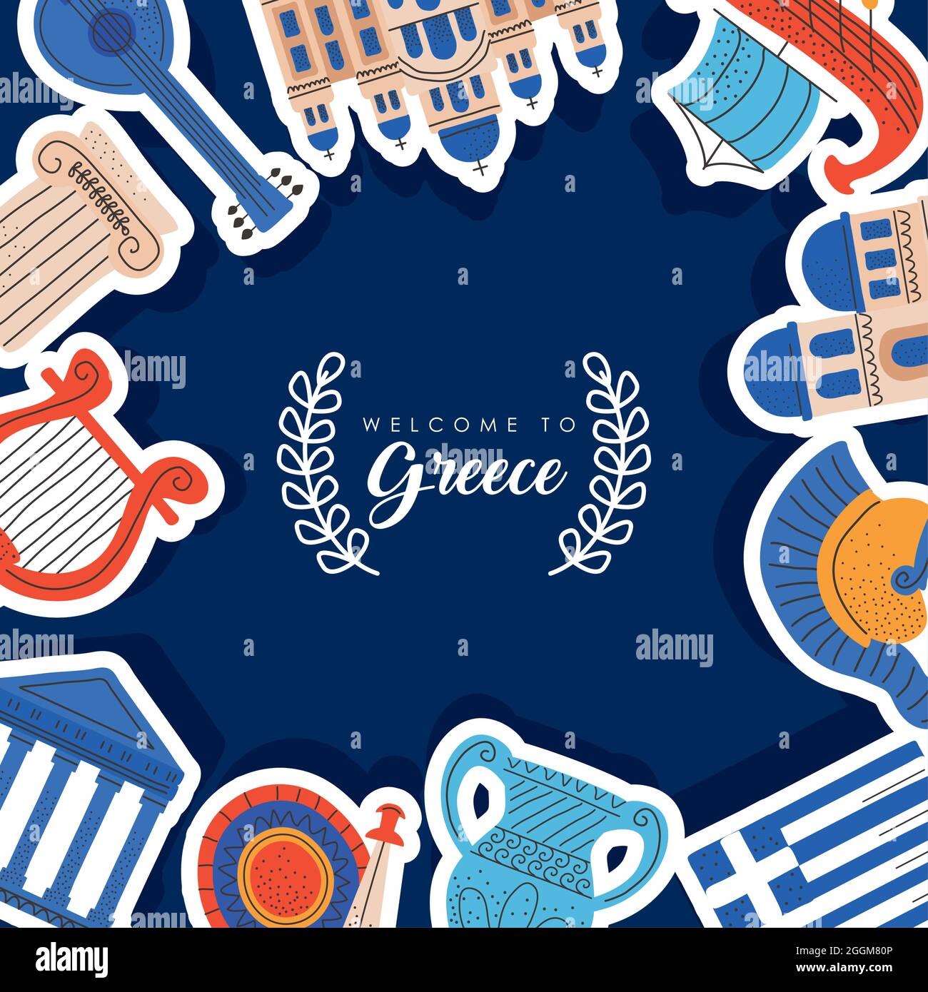 poster welcome to greece with decoration Stock Vector Image & Art - Alamy