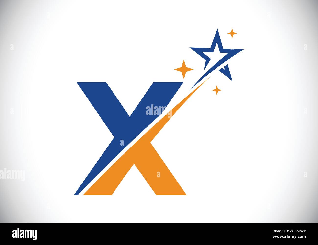 Initial X monogram letter alphabet with swoosh and star logo icon ...