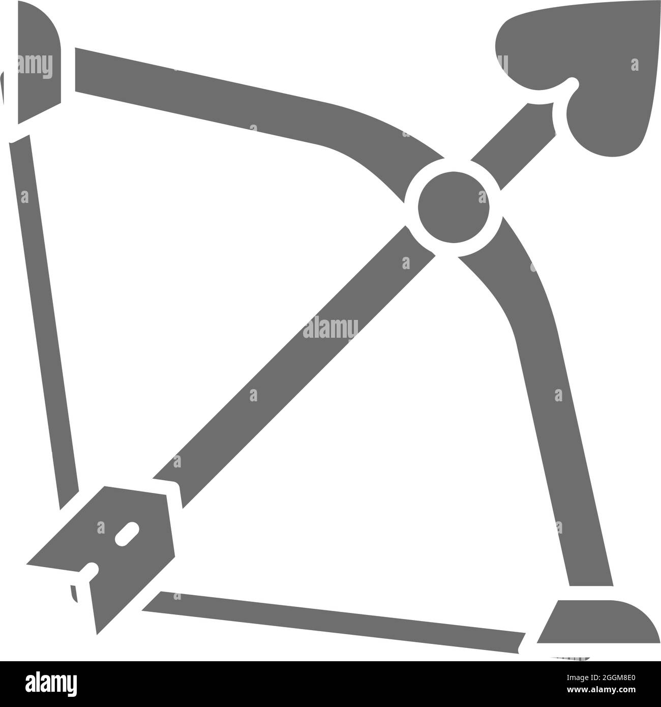 Vector bow with arrow of love, cupid, valentines weapon grey icon ...