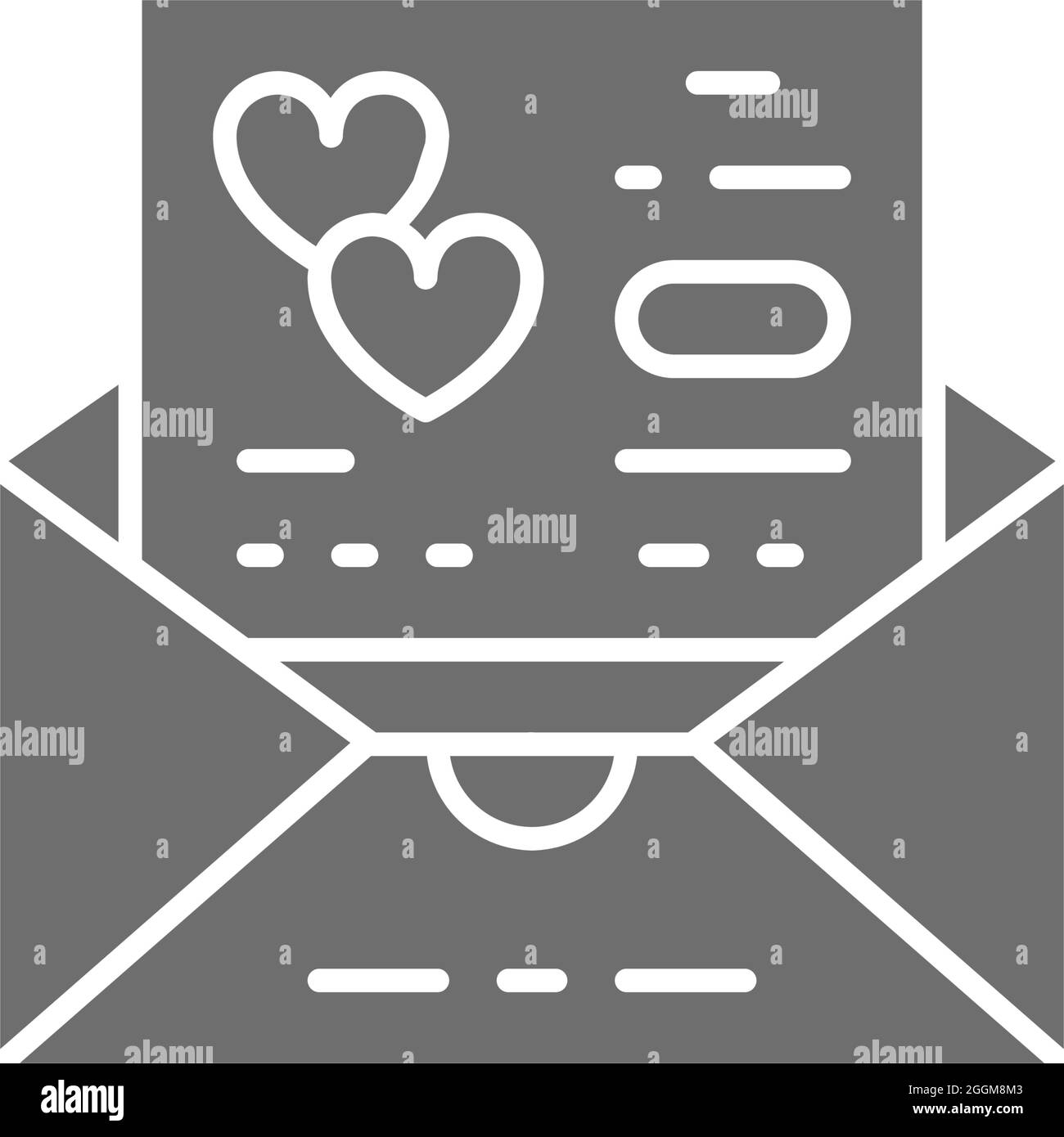 Vector wedding invitation, love card, envelope grey icon. Symbol and ...
