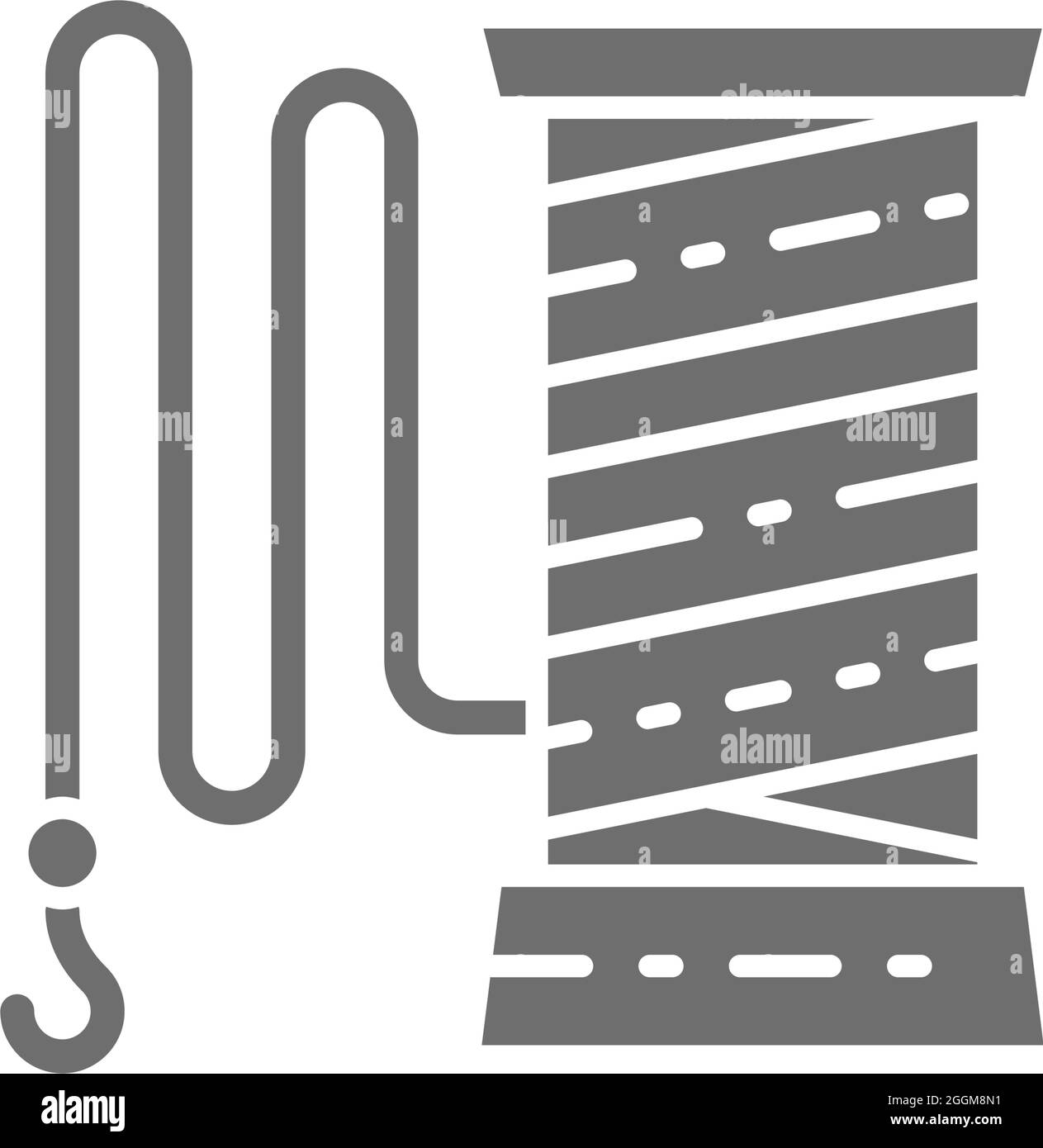 Vector fishing line with hook grey icon. Symbol and sign illustration ...