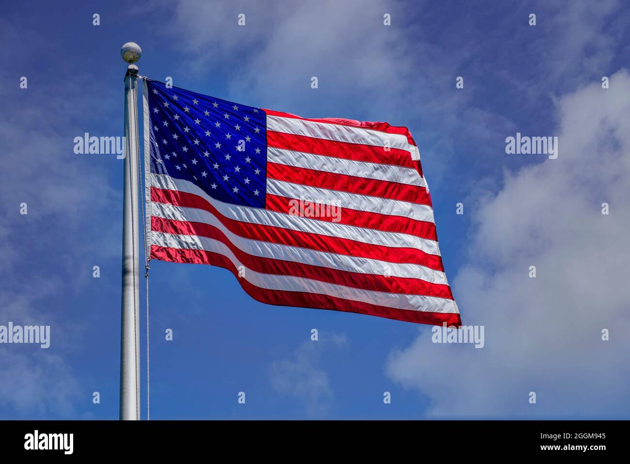 The American Flag flying in front of the Blue Ridge Music Center on the ...