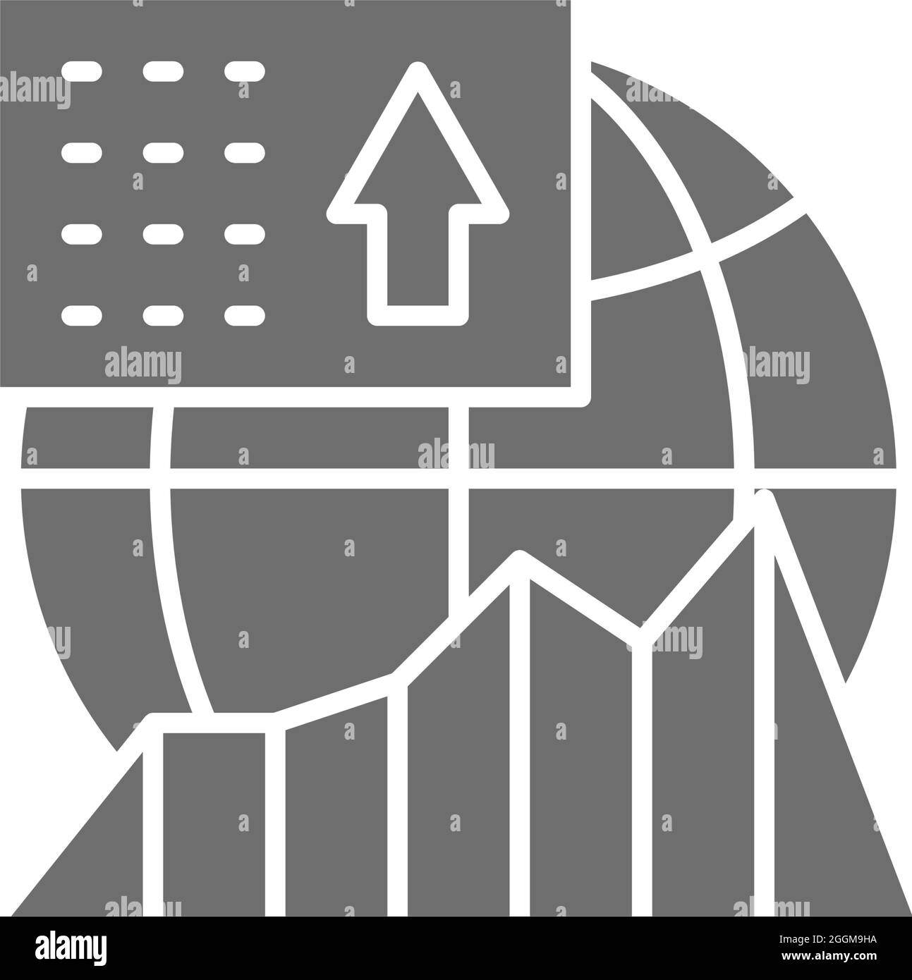 Global stock market growth, world economic development grey icon Stock ...
