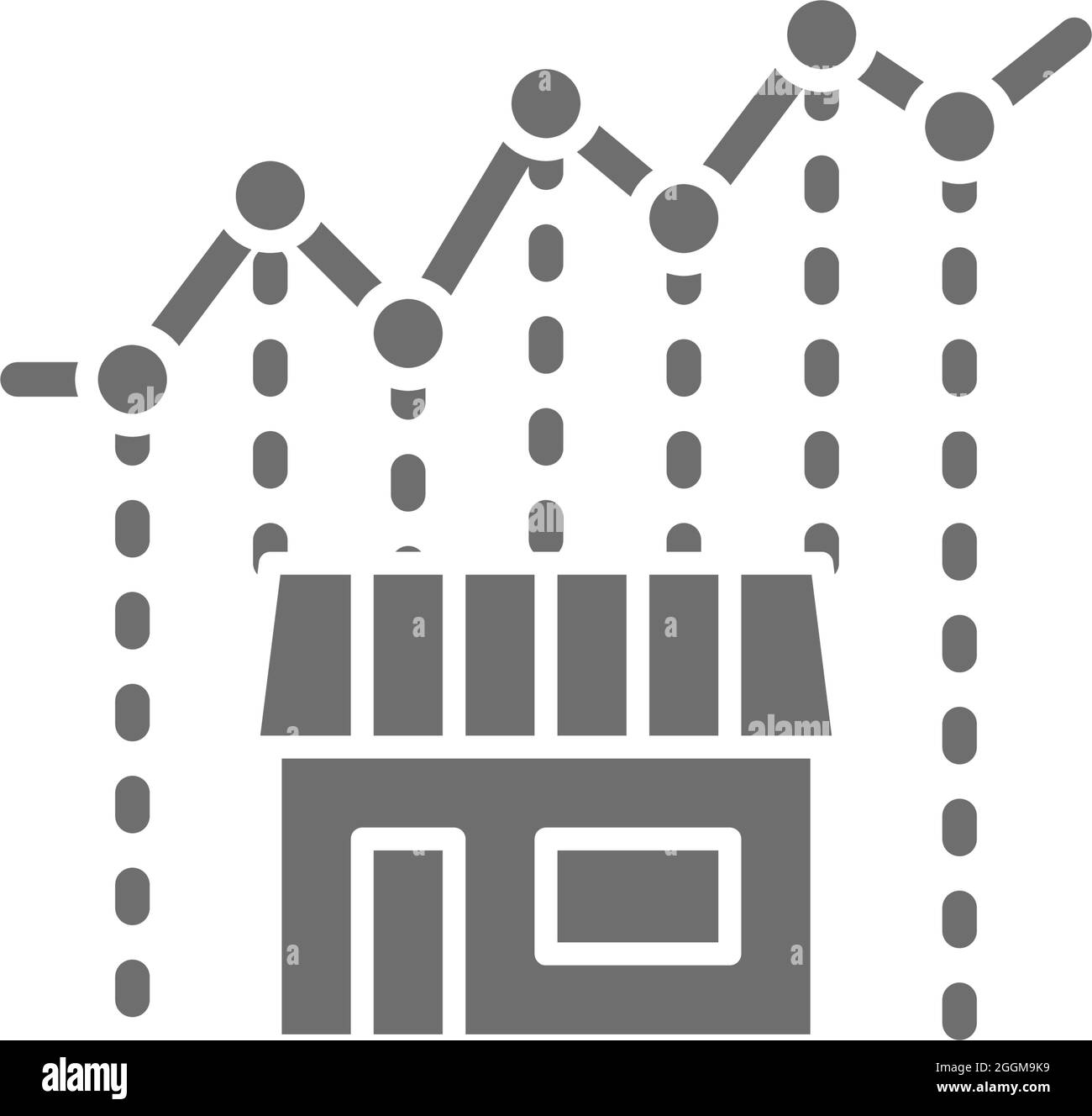 Real estate index growth chart, rising cost of housing grey icon Stock ...