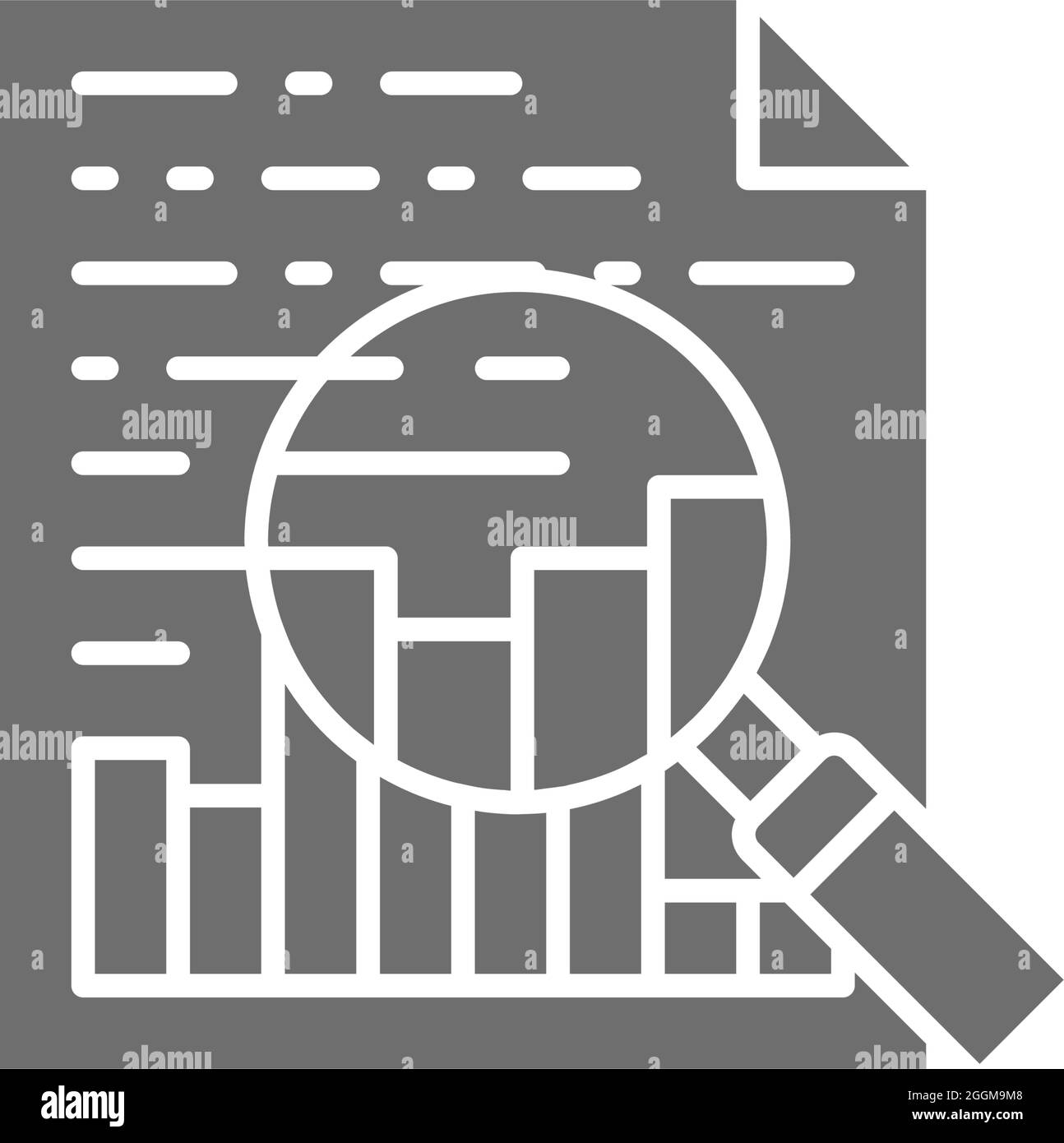 Charts and graphs, document with statistic and magnifying glass grey ...