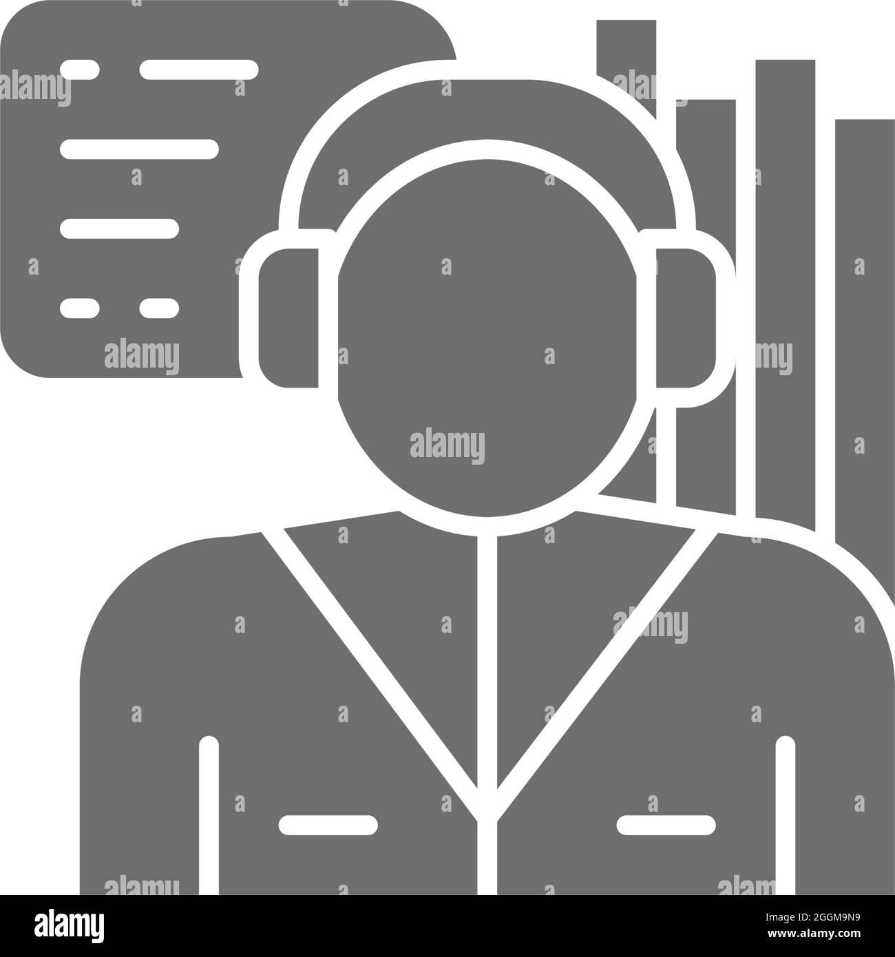 Trader, stock market, man with headphone grey icon Stock Vector Image ...