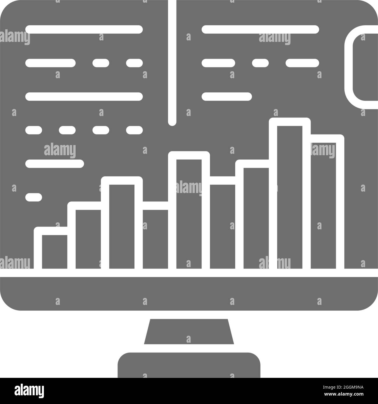 Computer monitor with growth graphs, stock market, finance trade grey ...