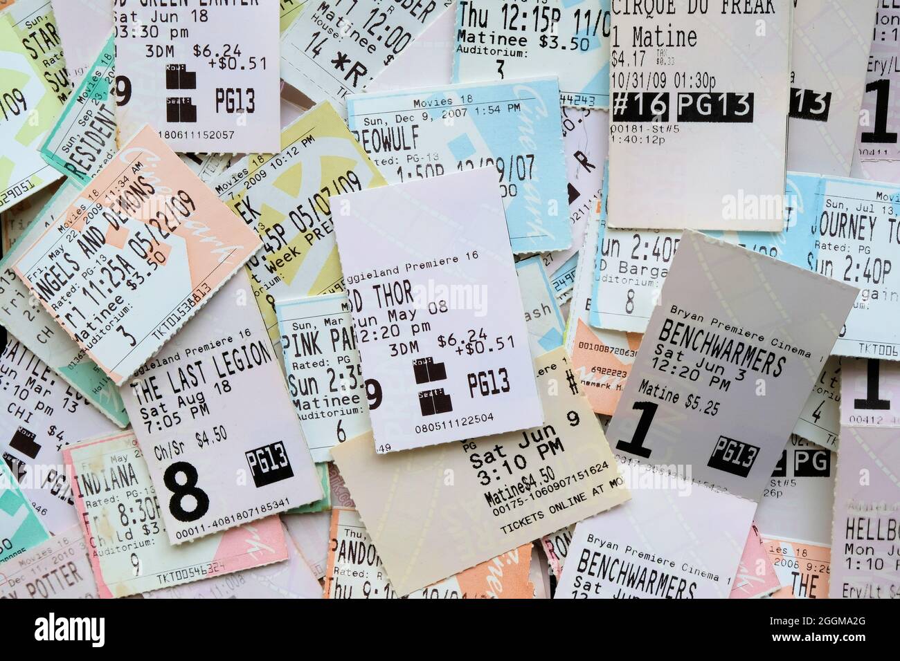 Assorted collection of movie theater ticket stubs for screenings and ...