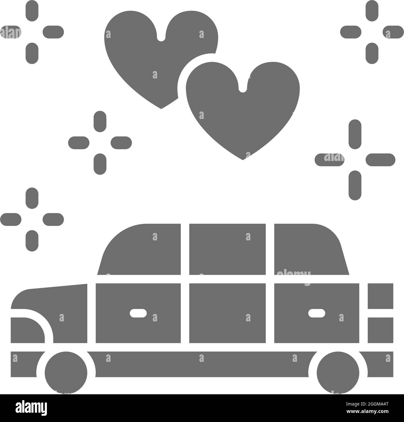 Wedding car, limousine service grey icon. Isolated on white background ...